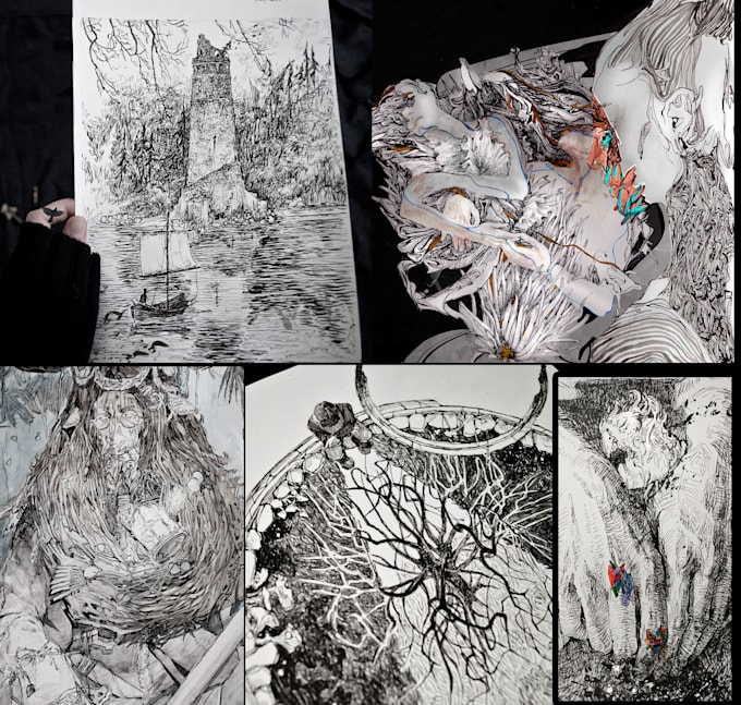 Draw highly detailed ink illustration and more by Anyaasher | Fiverr