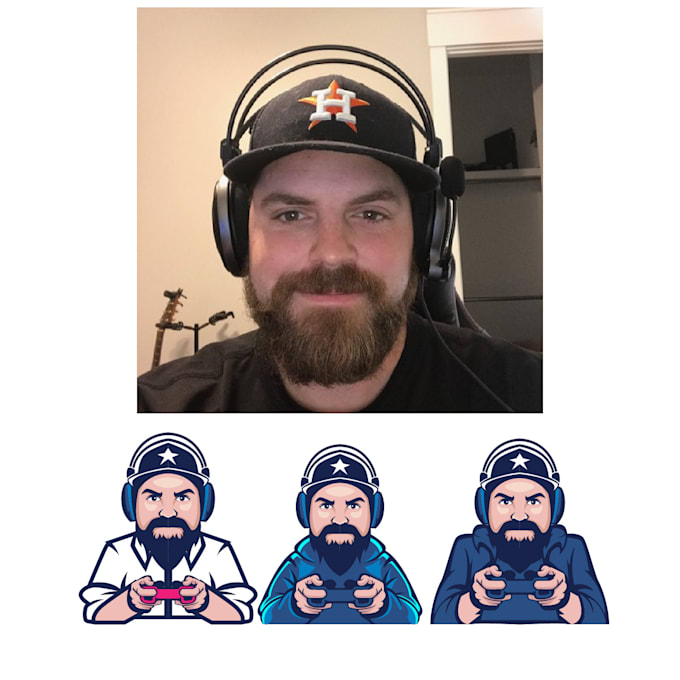 Draw your face mascot gaming by Kuroside | Fiverr