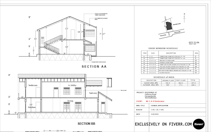 Make architectural 2d drawings in autocad by Pavithsalinda | Fiverr