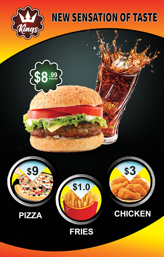 Designs fast food flyer in many color schemes modern style by ...