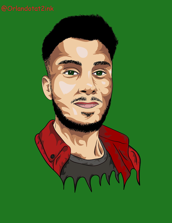 Do digital cartoon vector portrait from photo by Orlandotat2ink | Fiverr