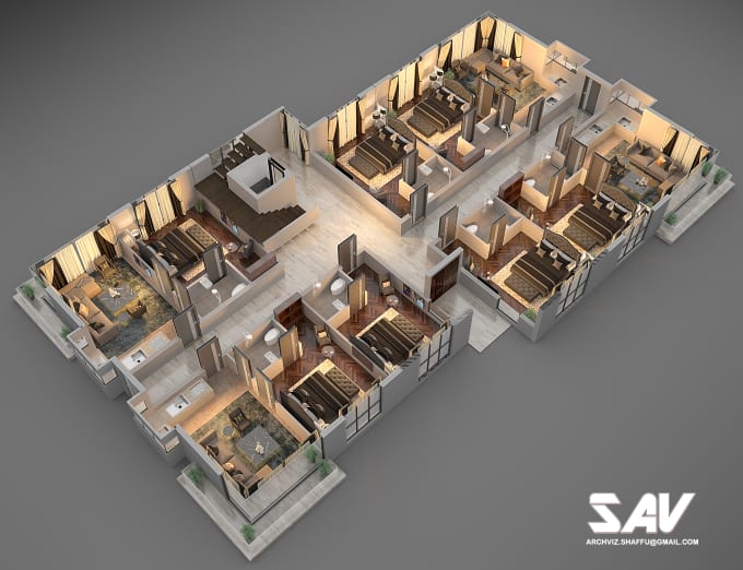 Create high quality 3d floor plans in 3ds max and vray by Shaffuav | Fiverr