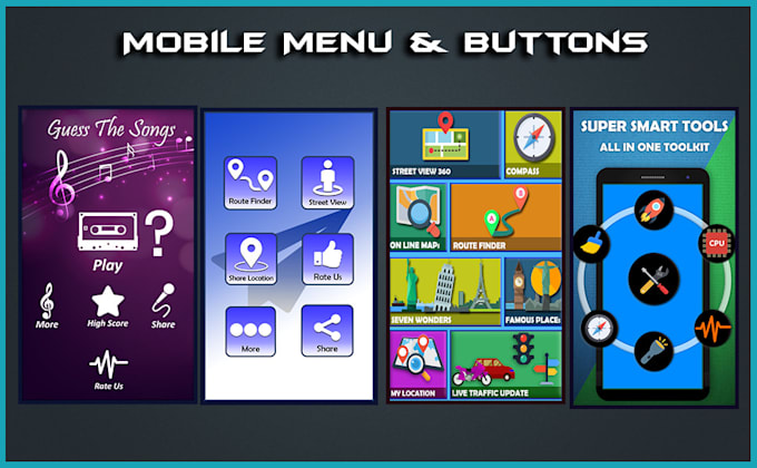 Design stunning mobile app icons,menu, buttons, screen shots by ...
