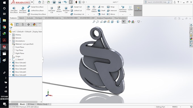 Do 3d modelling of key chain using solidworks by Engrmunawarkhan | Fiverr