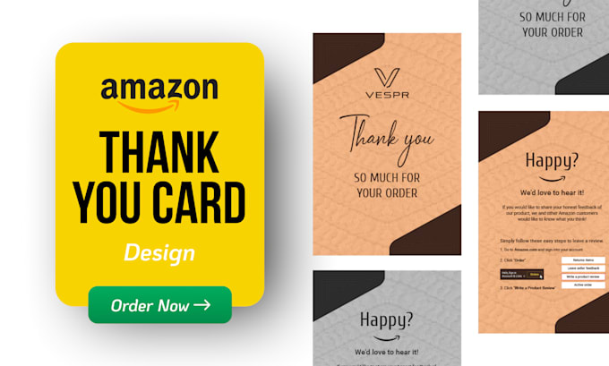 Do elegant amazon product insert card, thank you card, invitation card ...