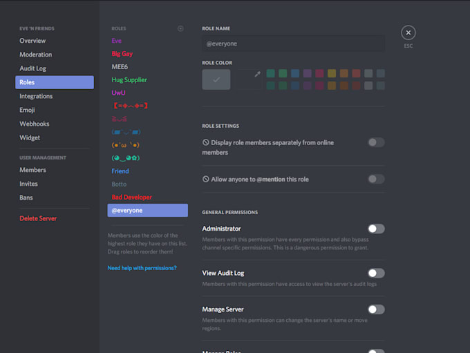 Create a professional discord, with custom roles and custom channels by ...