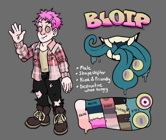 Draw a character reference sheet in flat colour by Blogybo | Fiverr