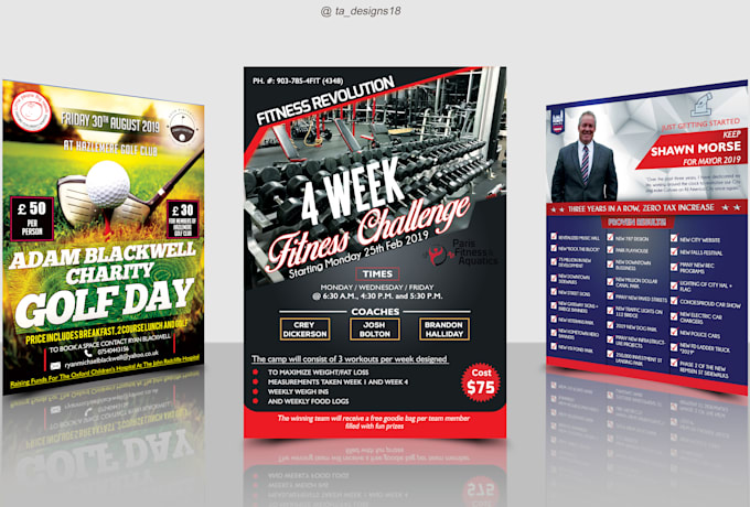 Do xtra ordinary fitness, sports, political flyers in 10 hours by Ta ...