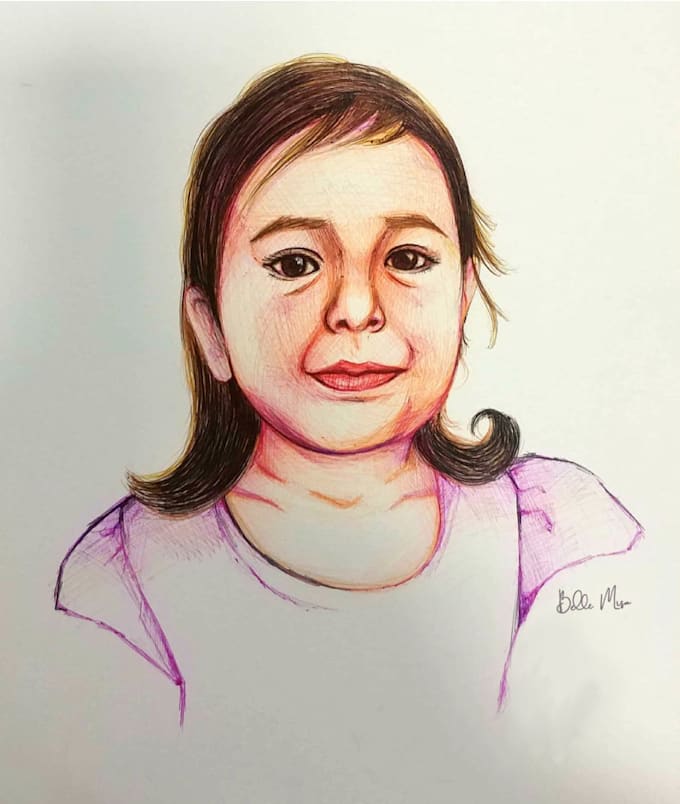 Draw a colored portrait of you in pen by Bellemisa | Fiverr
