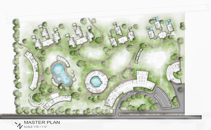 Render architectural master plan, floor plan, in photoshop by Satilbapi ...