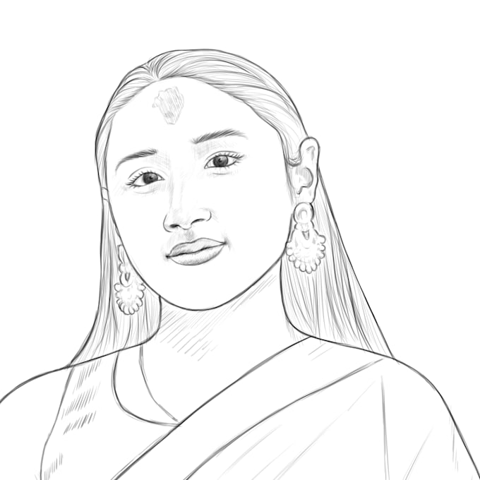 Draw realistic lineart portrait by Prabhatpahari | Fiverr