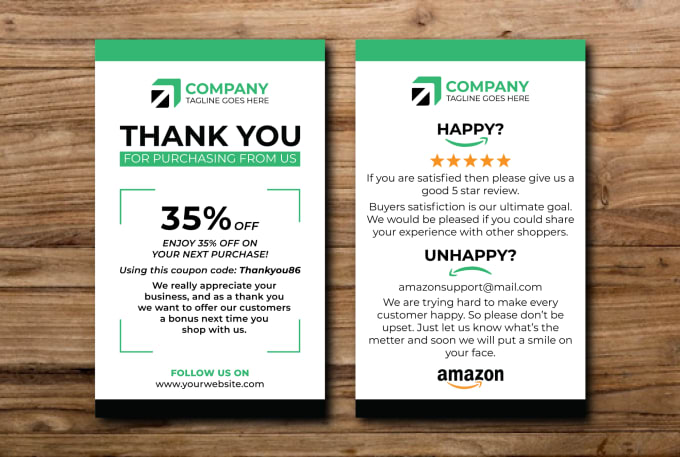 Design amazon thank you card, product insert, package insert by ...