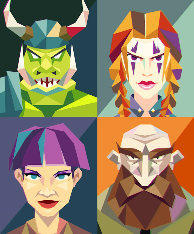 Draw a low poly vector portrait or illustration by Zaozabot | Fiverr