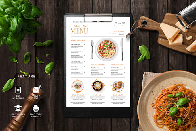 Do modern restaurant menu design by Suprovat10 | Fiverr