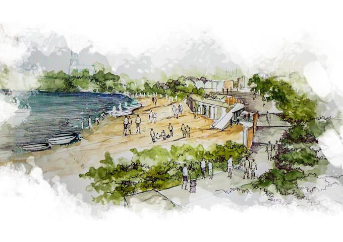 Create free hand landscape drawings and watercolor drawings by ...