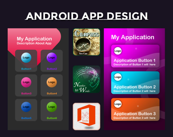 Creat gui for apps, logo, screen shot and banner for your application ...