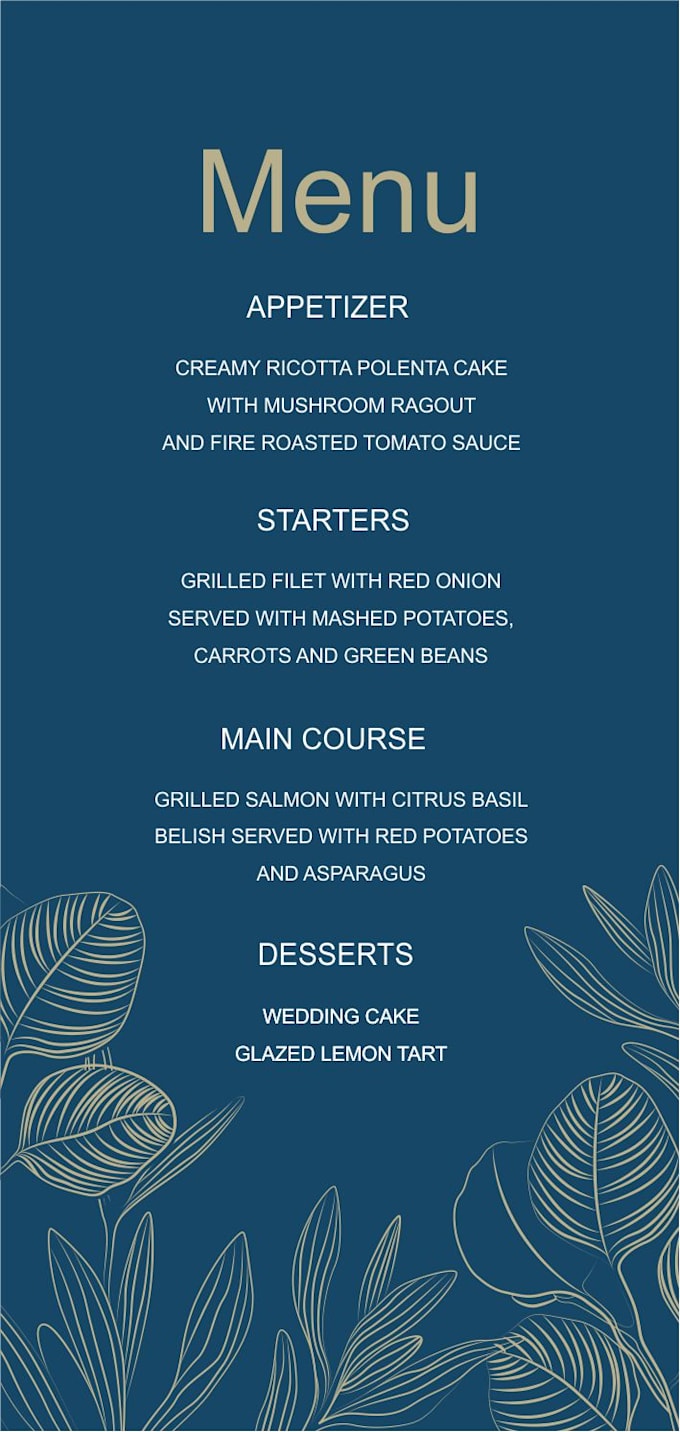 Food menu, event menu, wedding card and price list design by Zaheer2526 ...