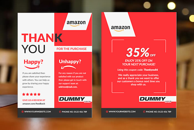 Design amazon thank you card, product insert, package insert by Sayed ...