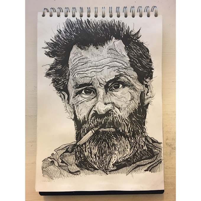 Hand draw realistic pen and ink portraits from a photo by Joelboydart ...
