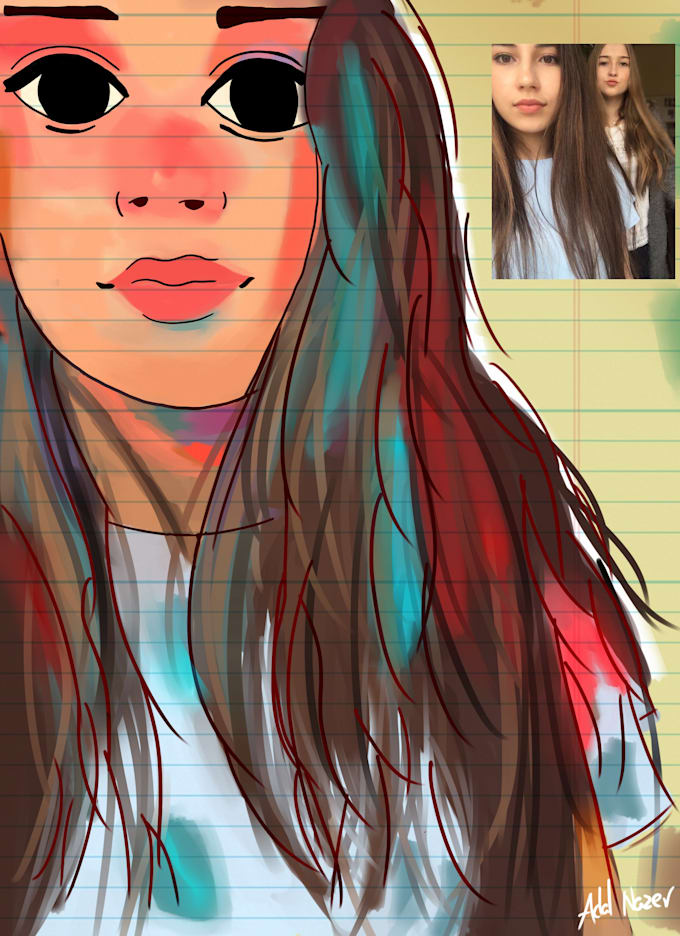 Illustrate any portrait photo by Adalnazer | Fiverr