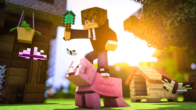 Wallpaper minecraft 3d cinema 4d photoshop by Oscaar_982 | Fiverr