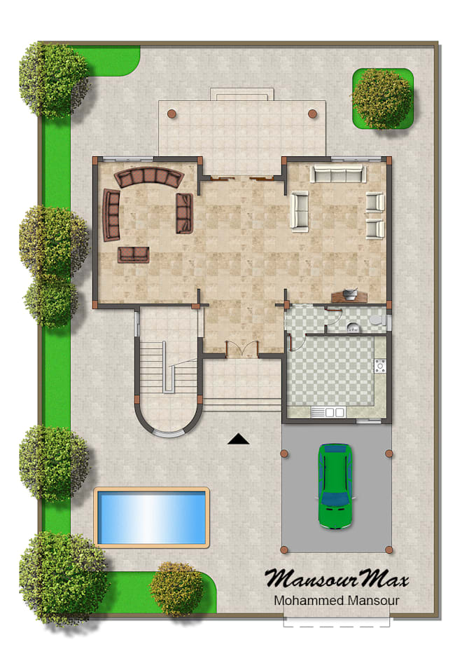Render your 2d autocad plan in photoshop by Mansourmax | Fiverr