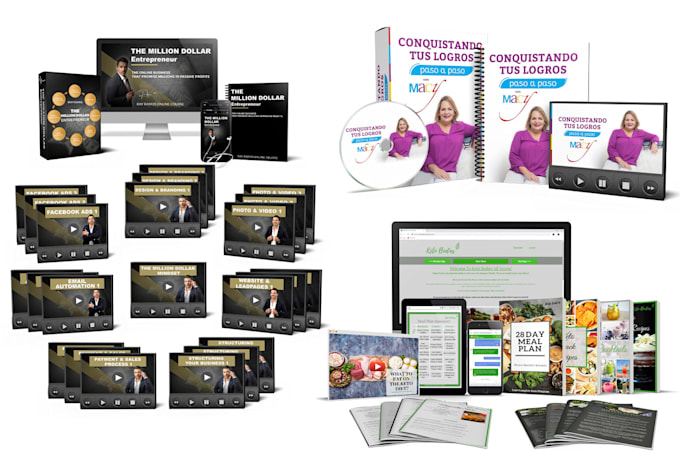 Design online course mockup, digital product ecourse bundle by Goliwog ...