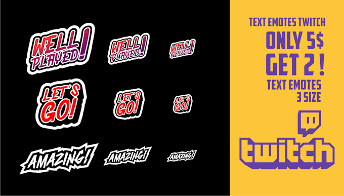 Create express custom text twitch emote , texts, font emotes by ...