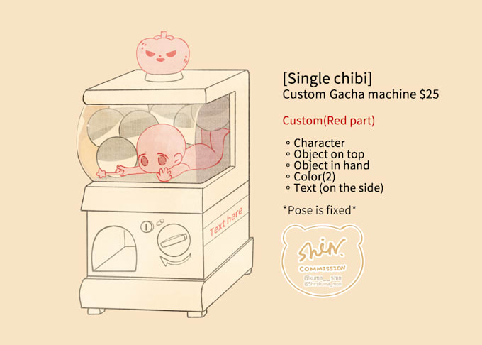 Draw cute custom gacha machine with chibi for you by Kumashin