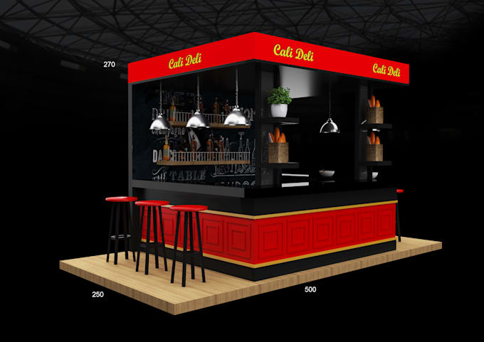 Design 3d food stall by Hakim2907 | Fiverr