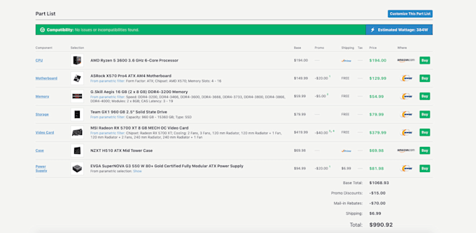 Making a pc part picker list for budget and tailored needs by Justseb ...