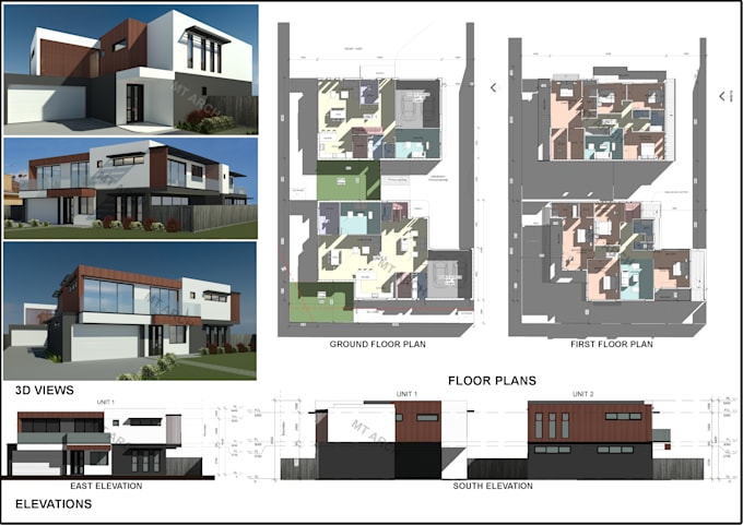 Do floor plans, elevations by revit and render 3d views by ...