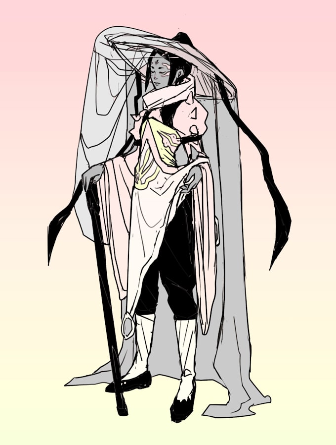 Draw a character design sketch from the waist up by Sammicanart | Fiverr