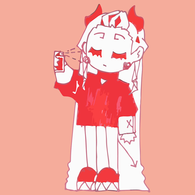 Draw monochromatic cute characters by Kagami39 | Fiverr