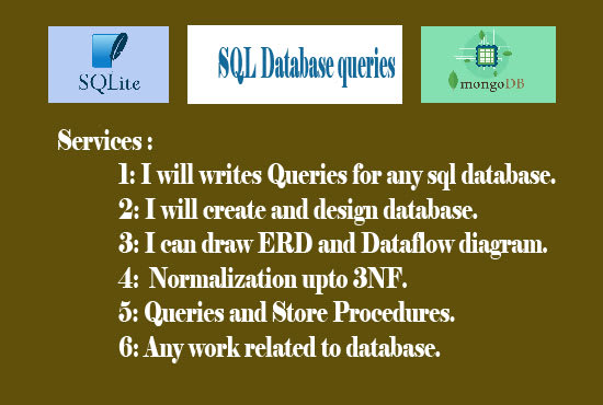 Fix mysql database queries,sql,php mysql queries,oracle , sqlite, erd db design by Zeryabahmed96 ...
