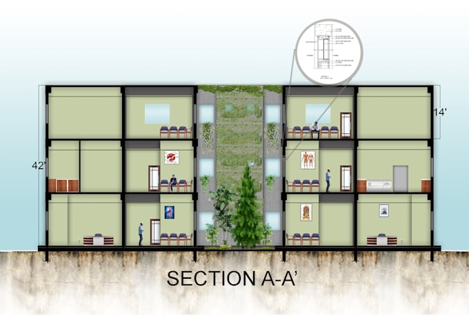 Render 2d floor plans, elevations and section in photoshop by ...