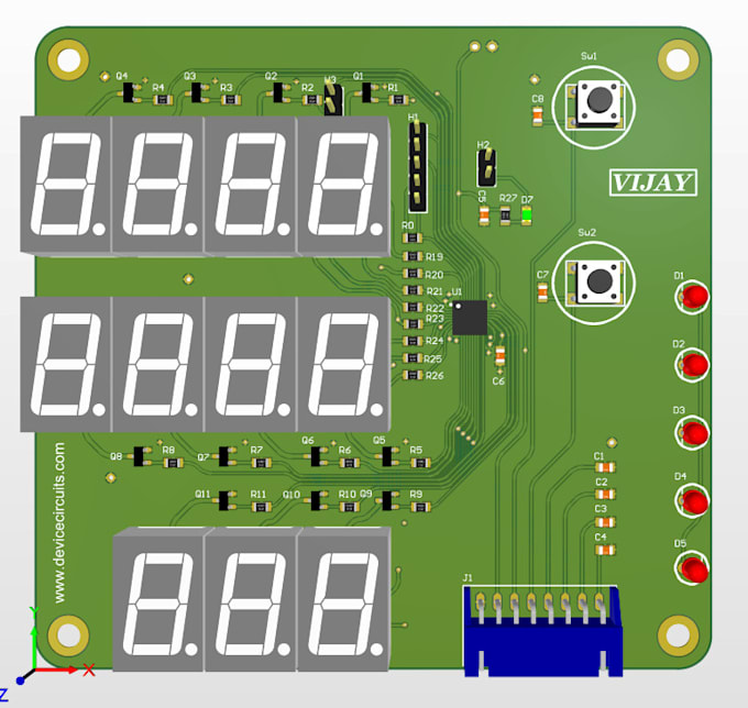 Design circuit and pcb for 4 digit seven segment led display board by ...