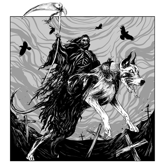 Draw a detailed dark art illustration with drawing style by Eighternal ...