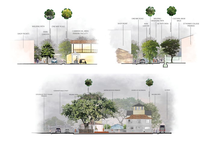 Color 2d landscape design in plans, sections and elevations by ...