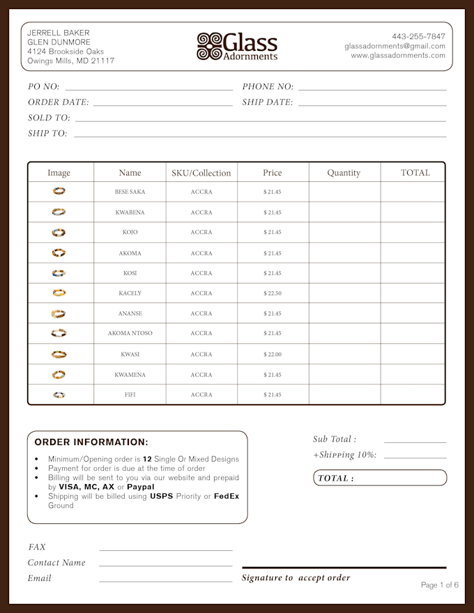 Create a line sheet with fillable order form by Osmanrana | Fiverr