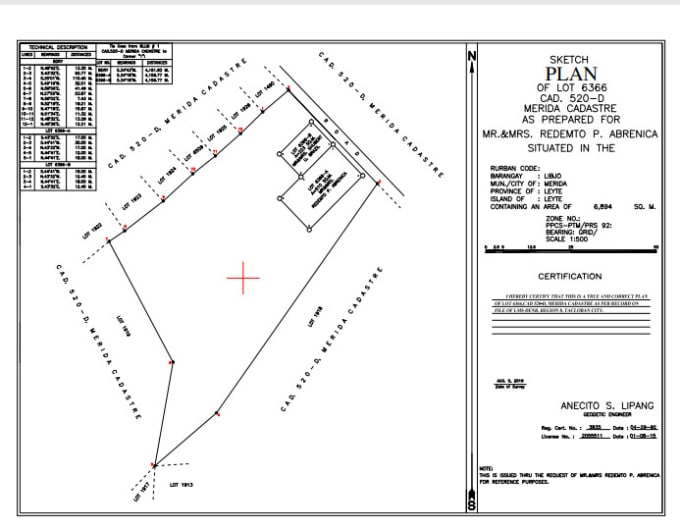 Draw and compute a sketch plan base on the land title technical ...