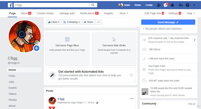 Manage and help grow your facebook page by Flicksingh | Fiverr