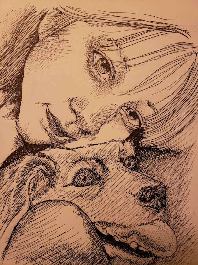 Portrait inking drawing that is realistic by Pandaharris357 | Fiverr