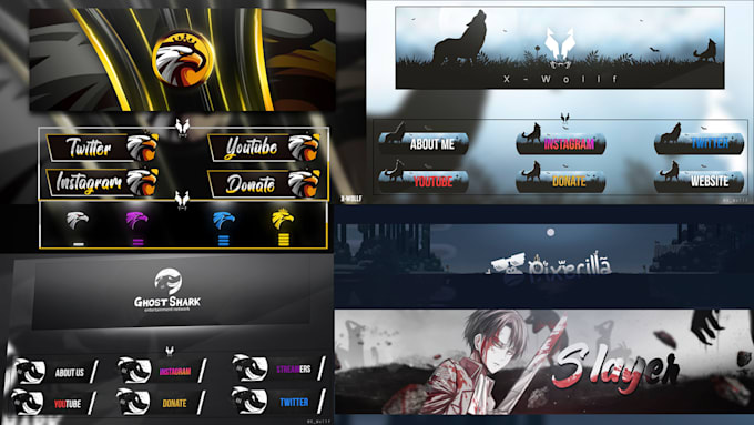 Create professional 2d and 3d twitch header and screens by Xwollf | Fiverr