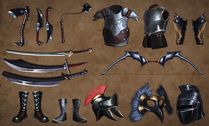 Design unique weapons illustrations by Shubahmghonge | Fiverr