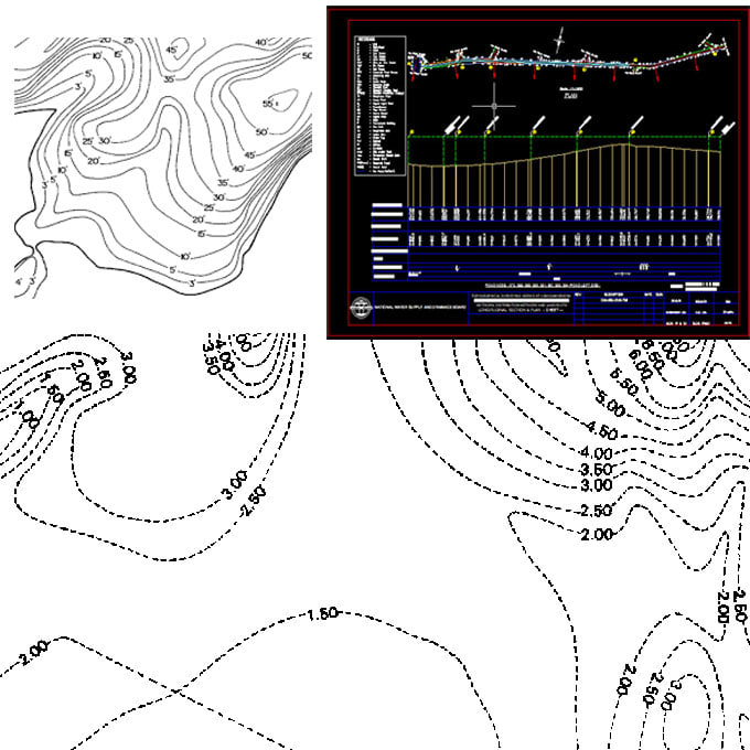 Created the contours and longitudinal section, cross section, csv to ...