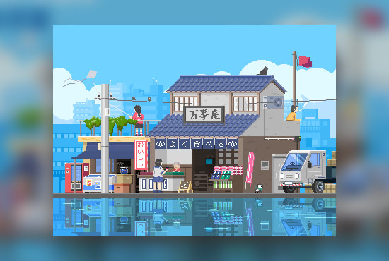 Create a pixel art background and scenery by Benlee243 | Fiverr