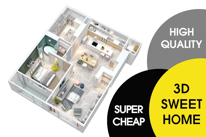 Do 2d, 3d floor plan and 3d exterior rendering by Sweethomevn | Fiverr