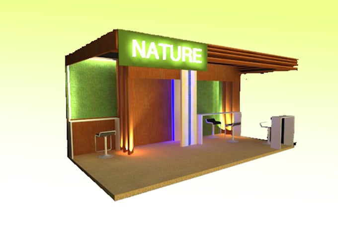 Design 3d mini booth exhibition, mini cafe interior by Irieneas | Fiverr