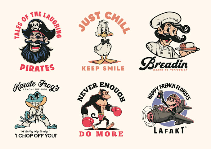 Design cartoon retro vintage character for logo or merch by Dovelstudio ...